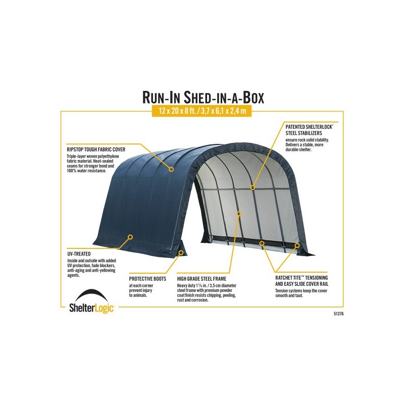 Shelterlogic Shed-in-a-Box 12x20x8 Shelter Kit - Green (51376)