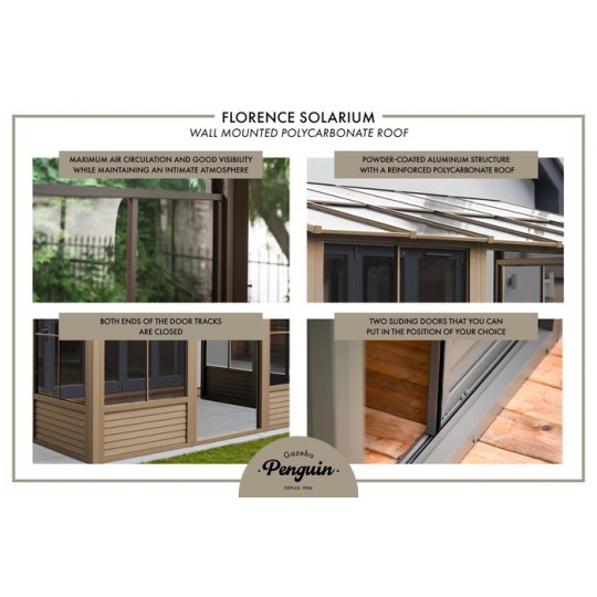 Gazebo Penguin Florence - Wall Mounted Solarium 8x16 Polycarbonate Roof ...