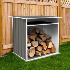 Absco Woodstore 4' x 2.5' x 3.7' Metal Storage Shed Kit - Woodland Gray ...