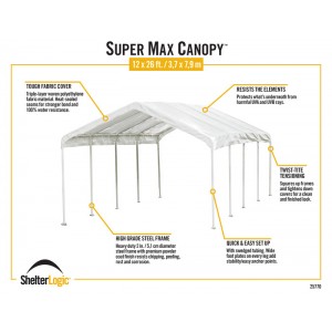 ShelterLogic SuperMax 12 x 26 Canopy - White (25770)