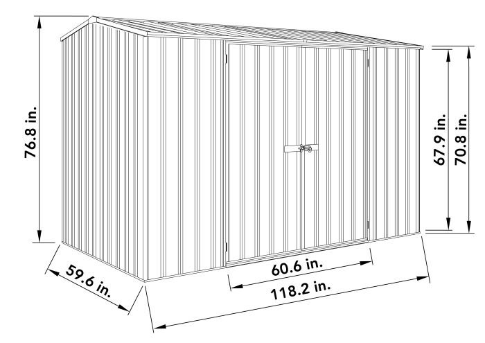Absco Premier 10' x 5' Metal Storage Shed - Monument (AB1003)
