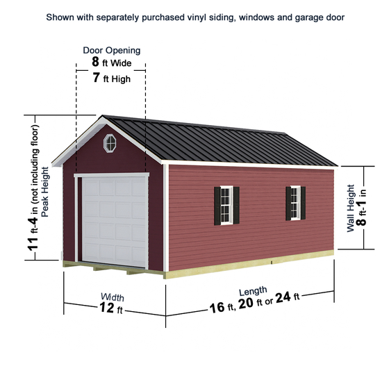 Tailored Titan 12x20 Wood Garage Kit - Prep for Vinyl - (TTITND20VL)